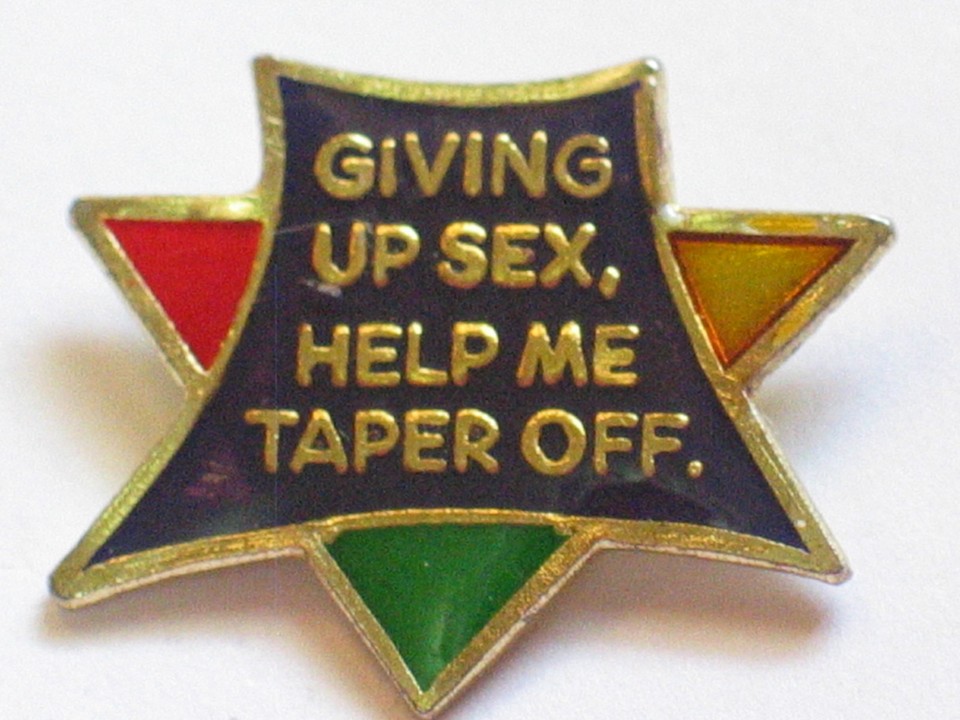 Giving Up Sex, Help Me Taper Off. sayings Pin , Vintage Humorous Pin ...