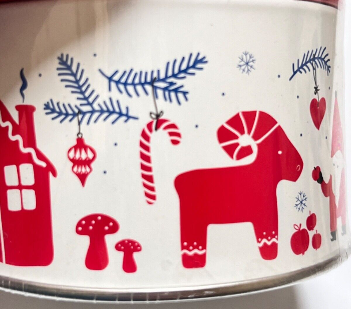 IKEA Small Decorative Holiday Tin Scandinavian Red White Home Reindeer ...