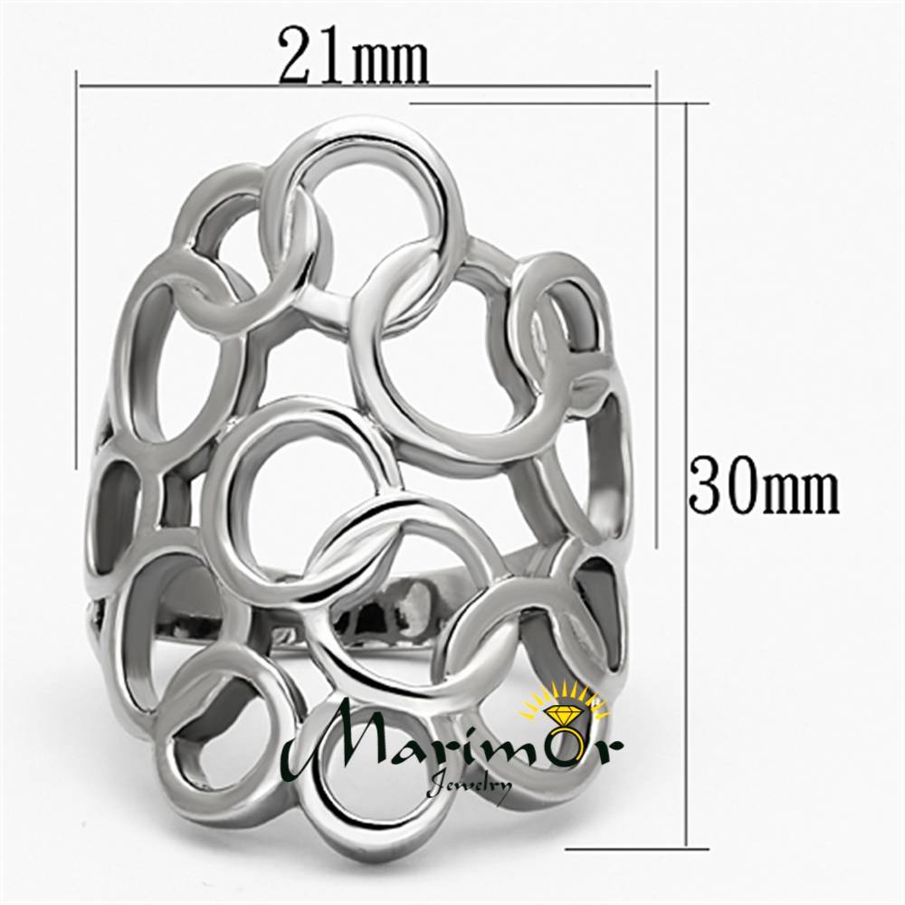 HIGH POLISHED STAINLESS STEEL INTERLOCKING CIRCLES FASHION RING WOMEN'S ...