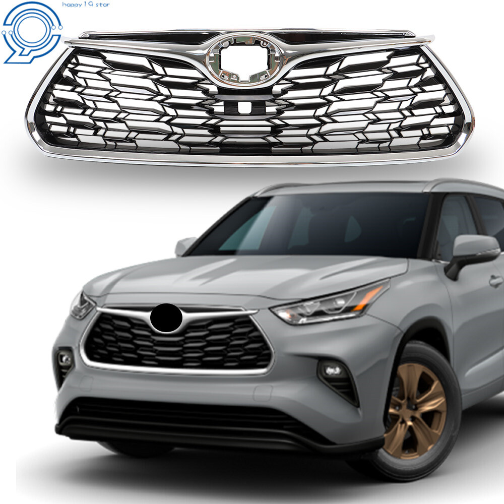 Front Bumper Grille For 2020 2021 2022 Toyota Highlander Chrome Mesh ...