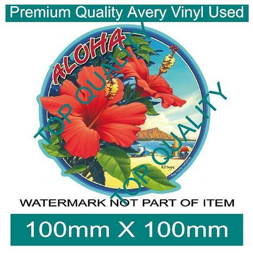 VINTAGE ALOHA FLOWER HIBISCUS DECAL STICKER SURF CAR TRUCK DECALS ...