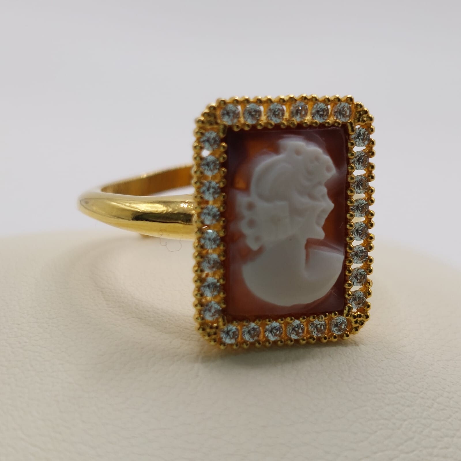 Adjustable Cameo ring, lady face design, golden silver, zircon | eBay
