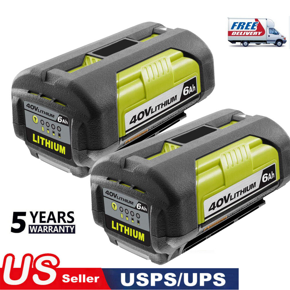 2X 6.0Ah 40V Battery Replacement For Ryobi OP4050 OP4040A1 High ...