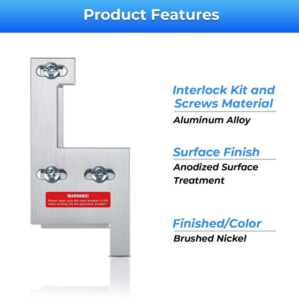 Generator interlock kit for GE /Siemens /Murray/ITE 150 and 200 amp ...