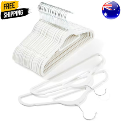 30 Pack Flocked Hangers - White Coat/clothes Hanger Velvet Flocked NON ...