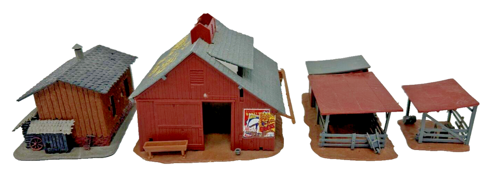 Revell HO Scale Train Scale Lot of 4 Built-Up Layout Buildings Scale 1 ...
