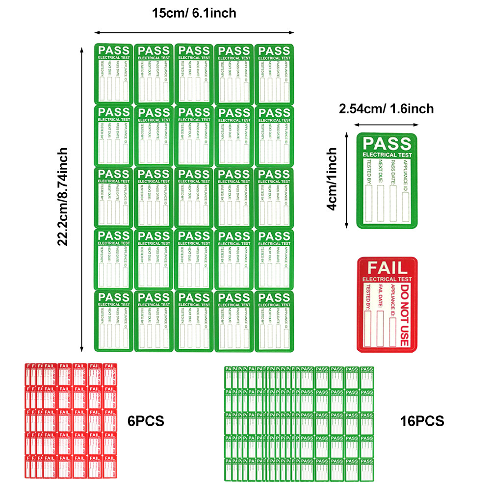 20sheets DIY Craft Fail Appliance ID PAT Testing Labels Industrial For ...