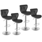 Set of 4 Shell Back Bar Stools Adjustable Swivel PU Leather Stool with ...