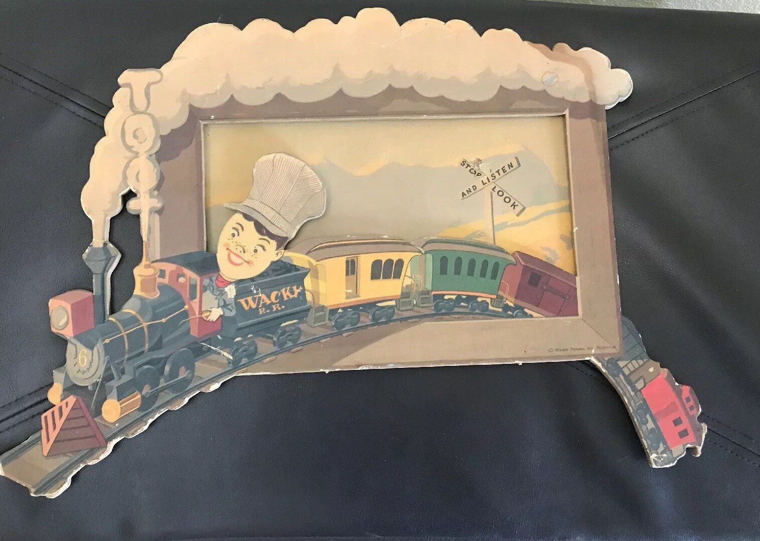 Vintage 1940s Wacky Railroad Train Picture Frame Cartoon Comic Kids ...
