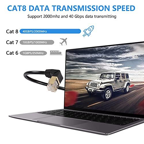 10FT 90 Degree Down Angle Cat8 Ethernet Cable High Speed 40Gbps 2000Mhz ...