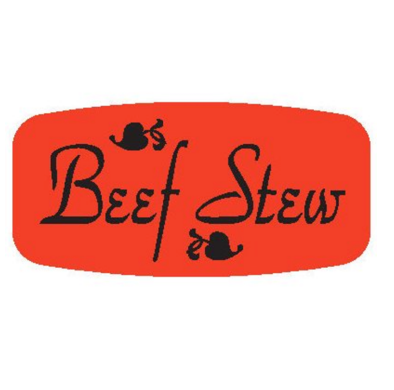 1000 each Beef Stew Food Labels Fl Red Black Stickers Decals | eBay