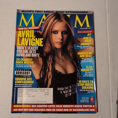 october 2004 Maxim magazine #82 Avril Lavigne sexy retail cover Anna ...