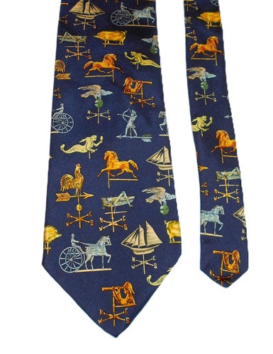 Vtg ALYNN NECKWEAR Neck Tie Silk Weather Vanes Mermaid Horse Boat ...