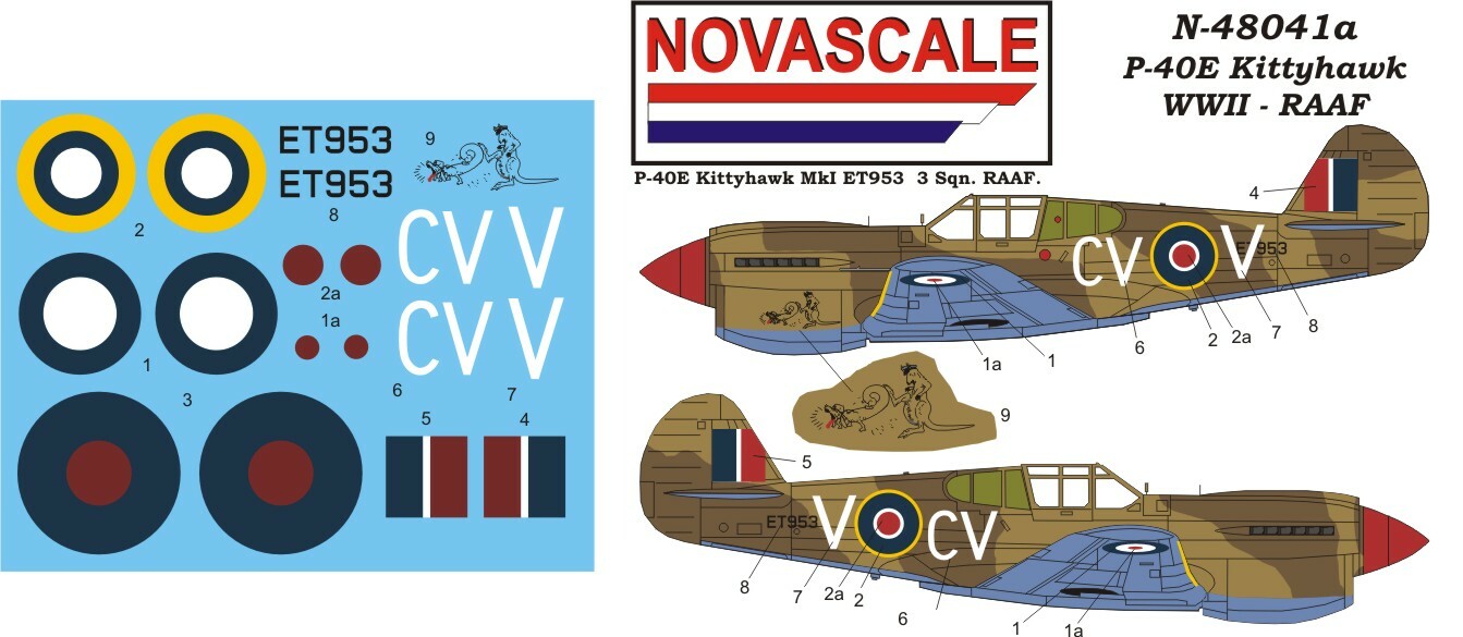 RAAF Decals P-40E Kittyhawk Mini-Set 1/48 Scale N48041a | eBay