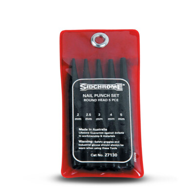 New Sidchrome SCMT27130 5pce Nail Punch Set 2mm, 2.5mm, 3mm, 4mm, 5mm ...