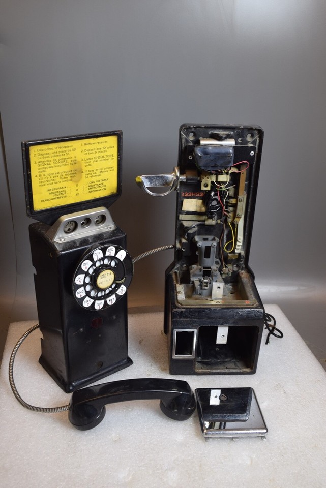 Vintage WESTERN Bell ELECTRIC 3 SLOT ROTARY DIAL 1955 PAYPHONE Pay ...