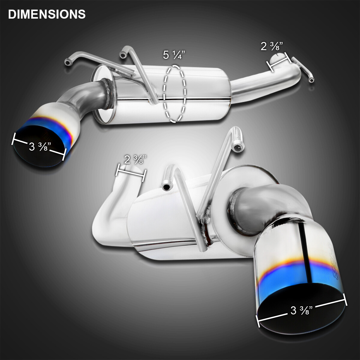 Fits 2010-2015 Camaro 3.6L V6 Burnt Tip SS Dual Catback Exhaust Muffler ...