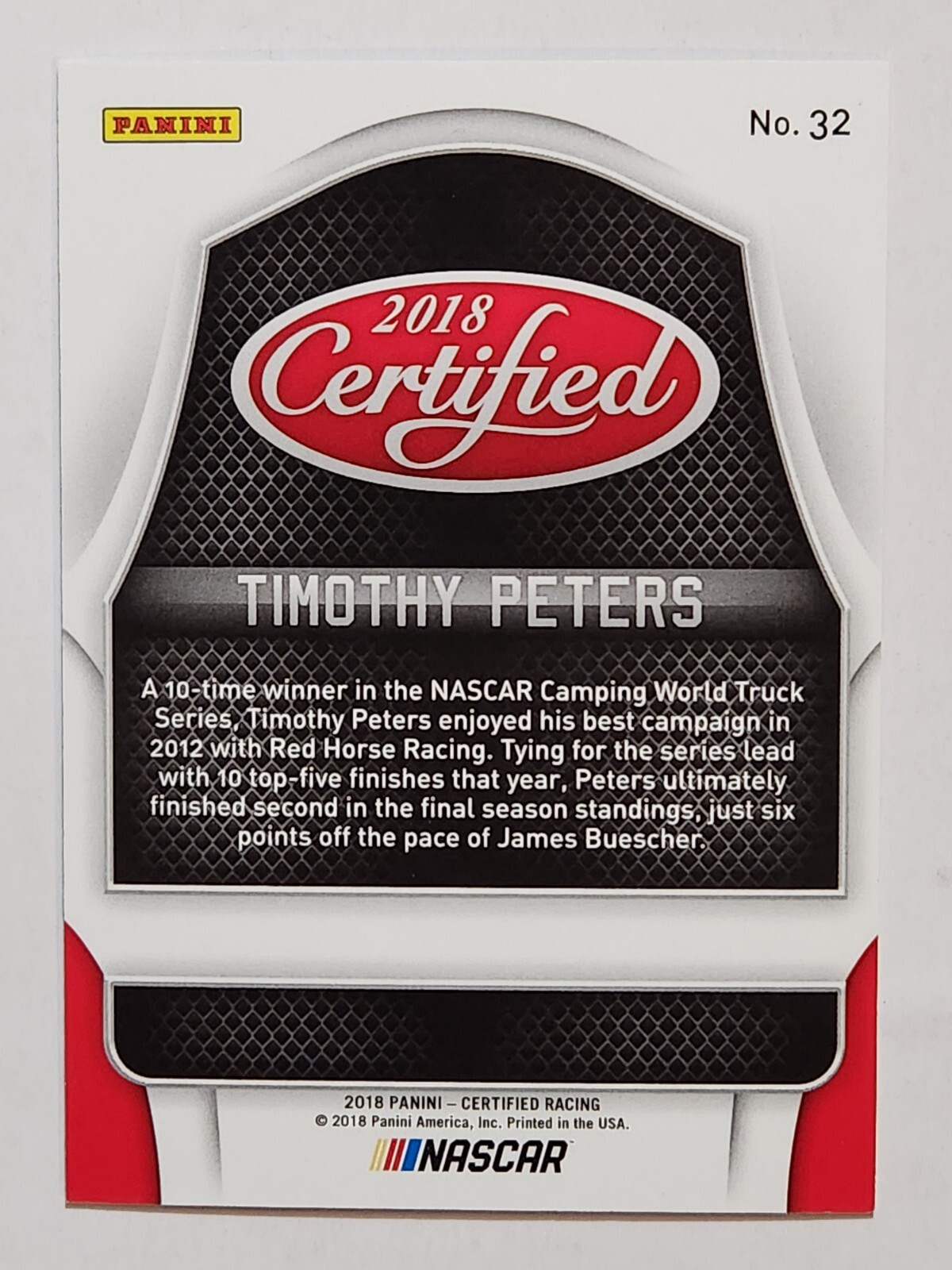 2018 Panini Certified - Timothy Peters #32 Blue /99 (RC) for sale ...