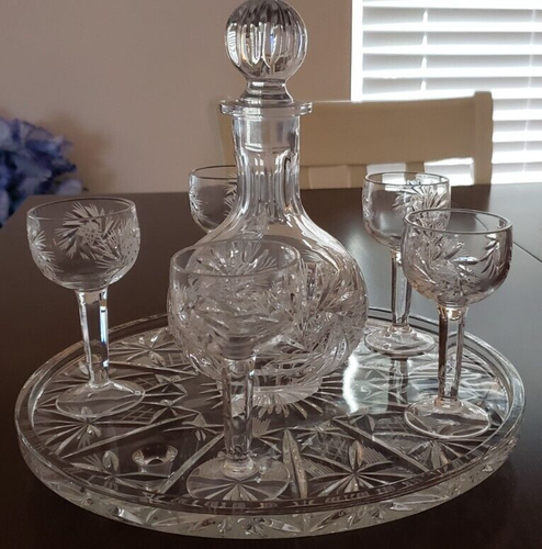Vintage Eight Piece Crystal Sherry Set- Berlin Cut | eBay