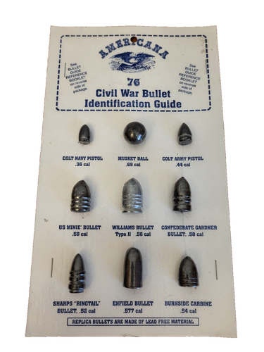 Americana Civil War Bullet Identification Guide 9 Replica Fake Bullets ...