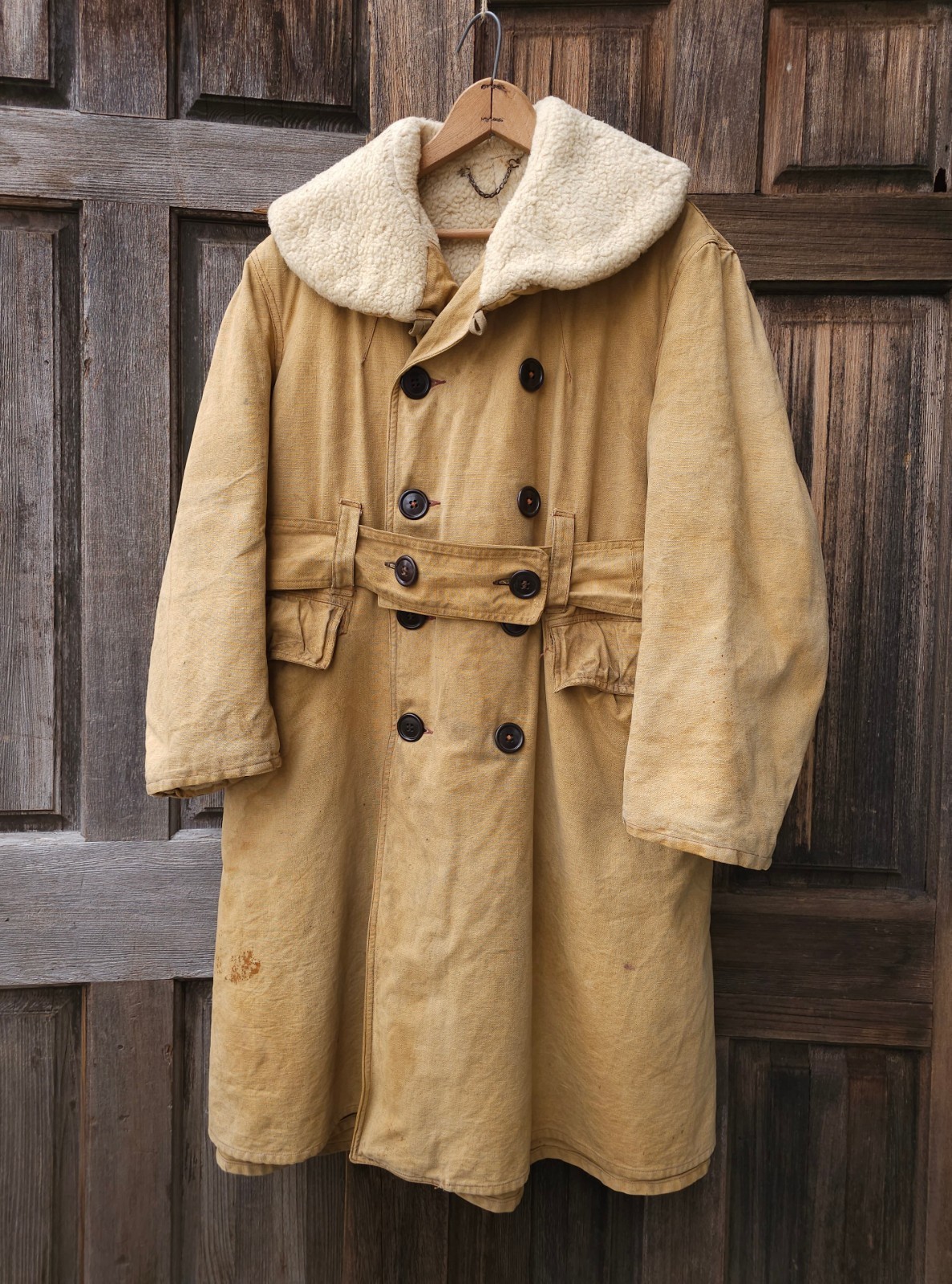 Vintage WW2 Canadian Army Jeep Coat Canvas Sheepskin … - Gem