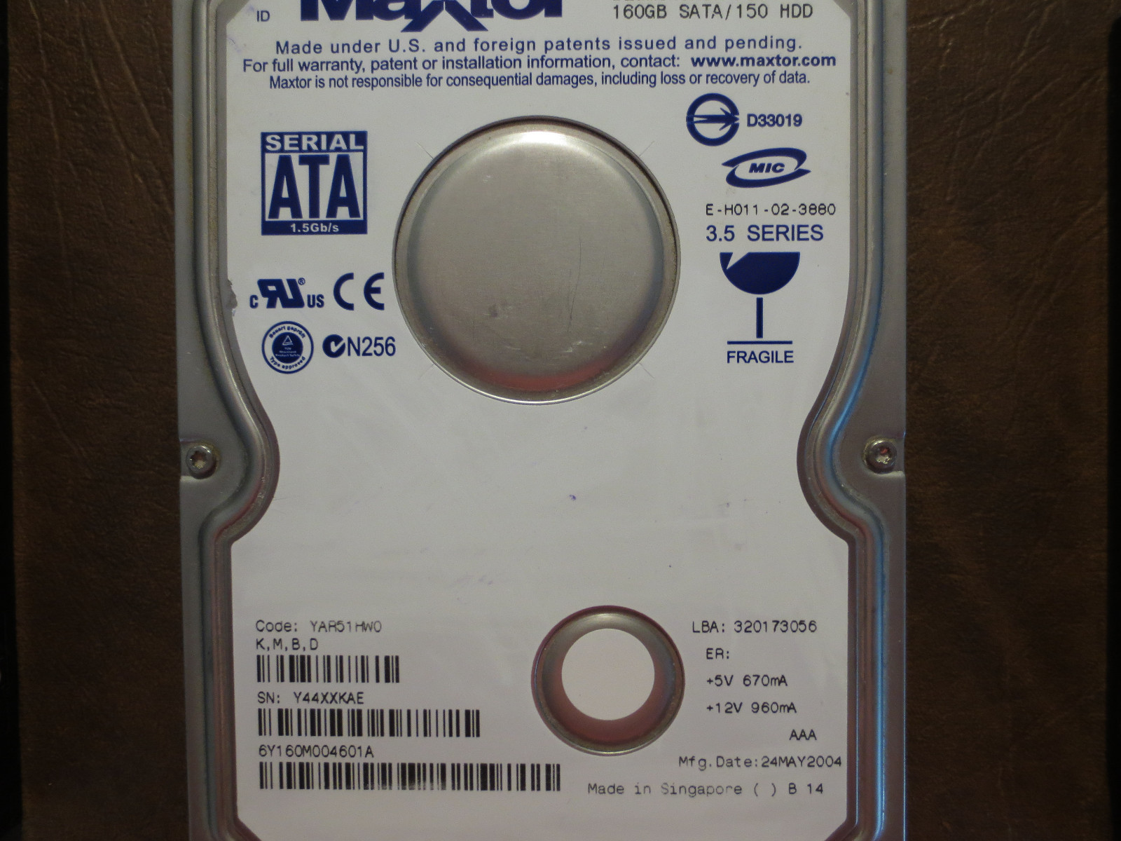 Maxtor DiamondMax Plus 9 160GB Internal 7200RPM 3.5" (6Y160M0 REFURBD ...
