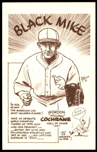 1981 BOB PARKER HALL OF FAME - SERIES 3 - MICKEY COCHRANE PHILADELPHIA ...