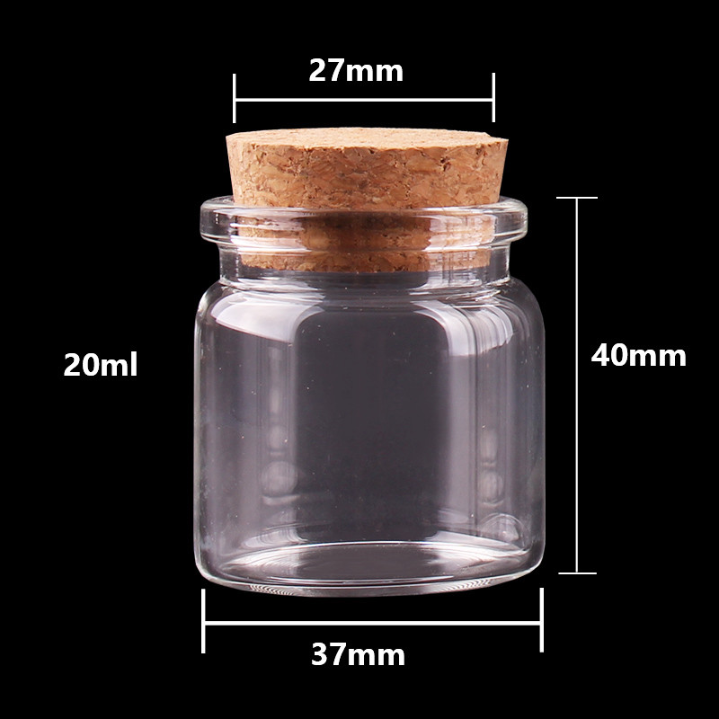 20ml 37x40x27mm Mini Glass Jar with Lid Small Container Potion Bottle ...