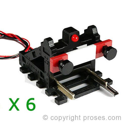 6 Pack Wired Buffer Stops w/Light (analog, digital,HO/OO) Free Express ...