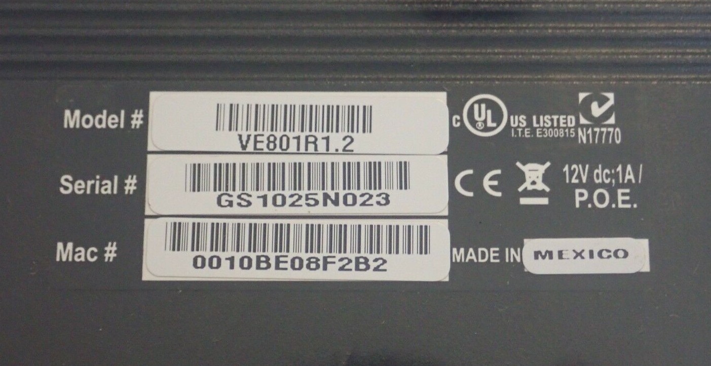 MARCH NETWORKS VE801R 1.2 VE801 1 CHANNEL ENCODER VIDEOSPHERE ...