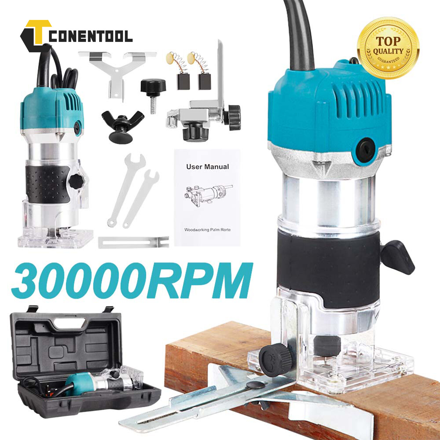 CONENTOOL 800W Palm Router Mini Hand Held Router Wood Laminator Trimmer ...