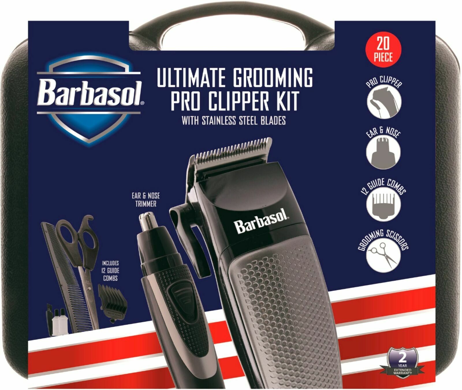 Barbasol 20-Piece Ultimate Grooming Pro Hair Clipper Kit - New / Sealed ...