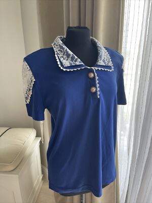 VTG LACY AFTER NOON Women's Top SHELL KEPLER Blue M | eBay