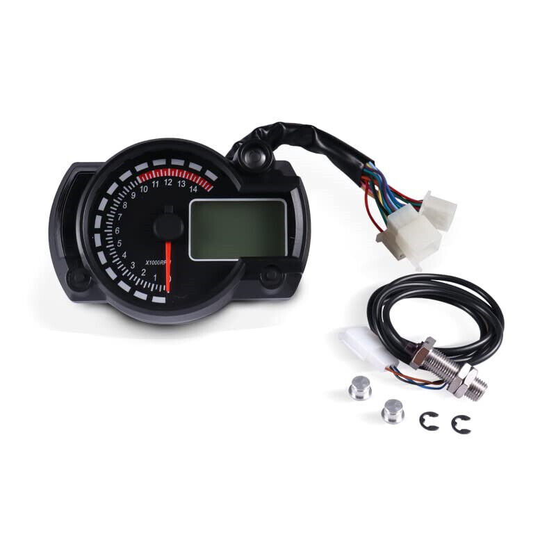 LCD Digit 15000rpm Motorcycle Speedometer Tachometer Gauge Odometer ...