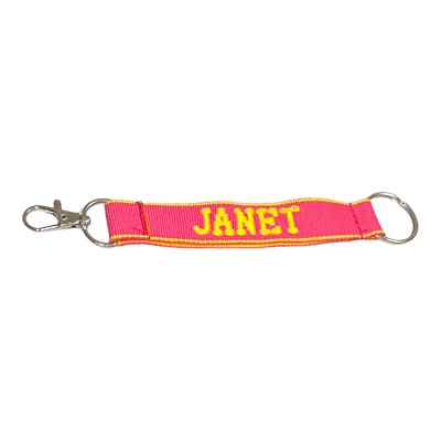 New JANET Name TAG KeyChain Backpack School Tag luggage PINK Material ...
