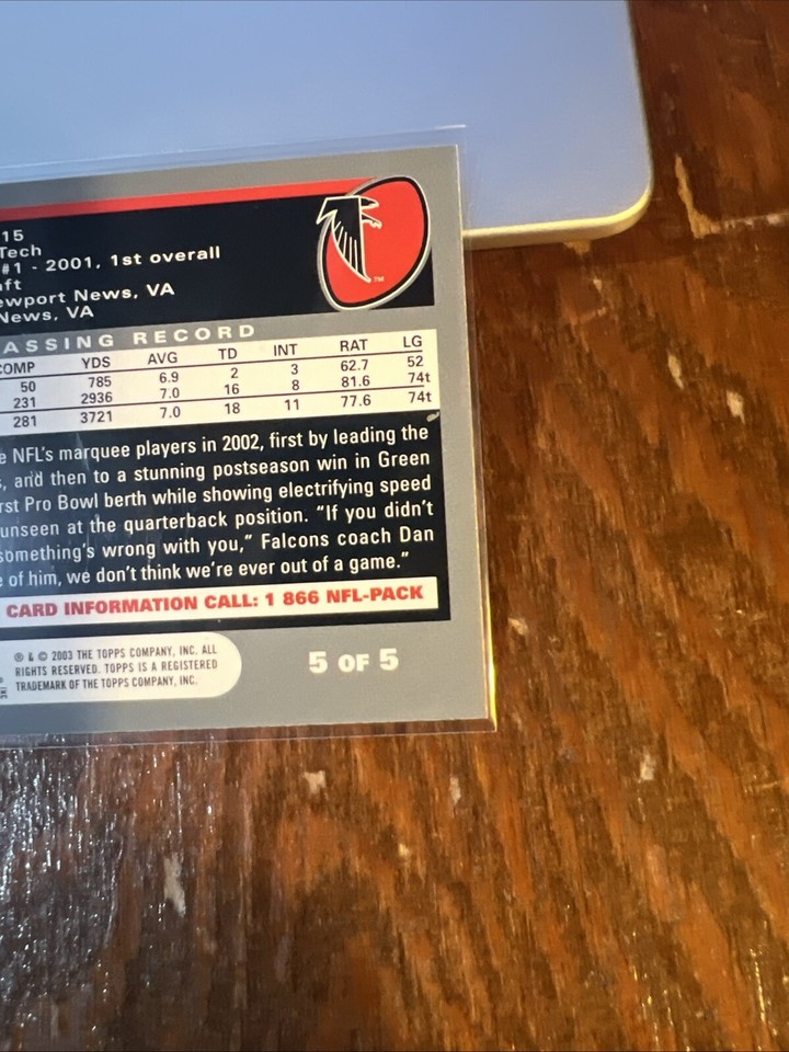 Michael Vick 2003 Topps NFL Scholastic Card Set #5 Atlanta Falcons Va ...