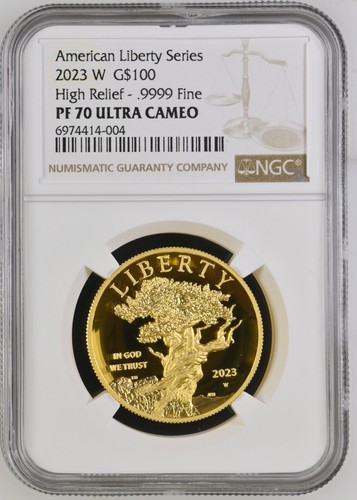 2023 W 1 Oz GOLD $100 American Liberty High Relief Proof Coin NGC PF70 ...
