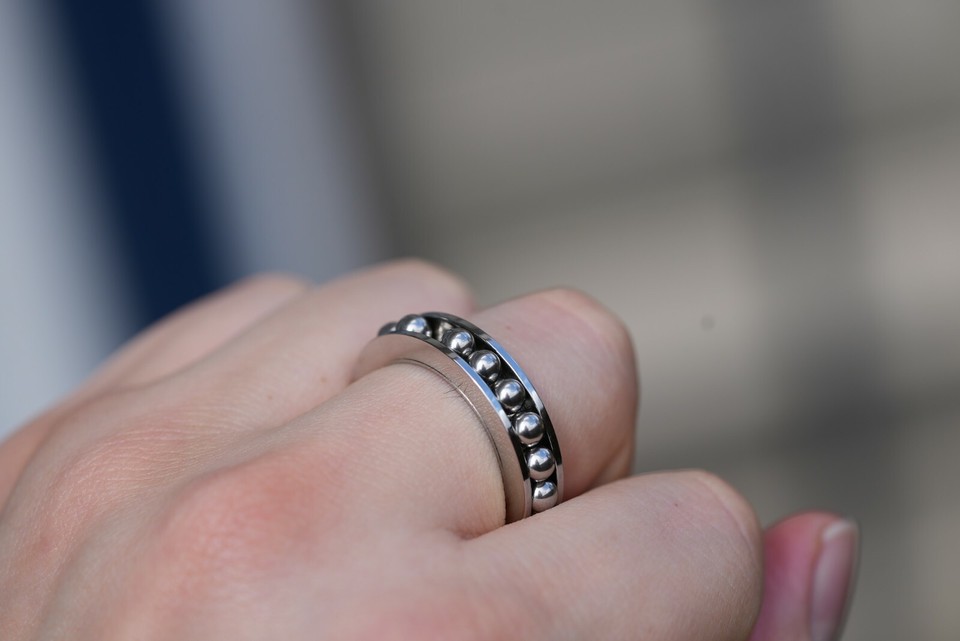 Fidget Ring Spinner Stainless Steel Anxiety Relief Gift for ADHD Autism ...