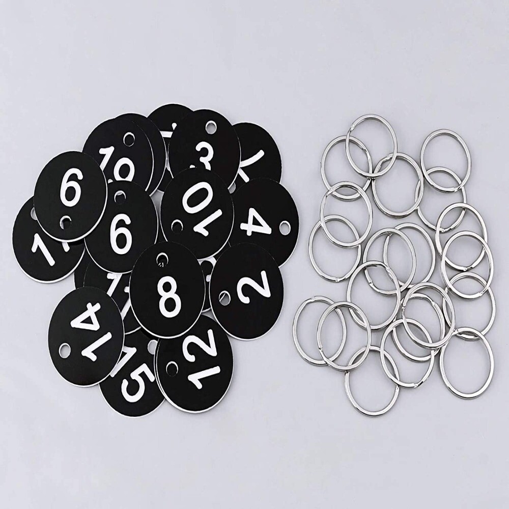 20 Pack Black Round 35mm Dormitory Keys New Numbers Tags Office | eBay