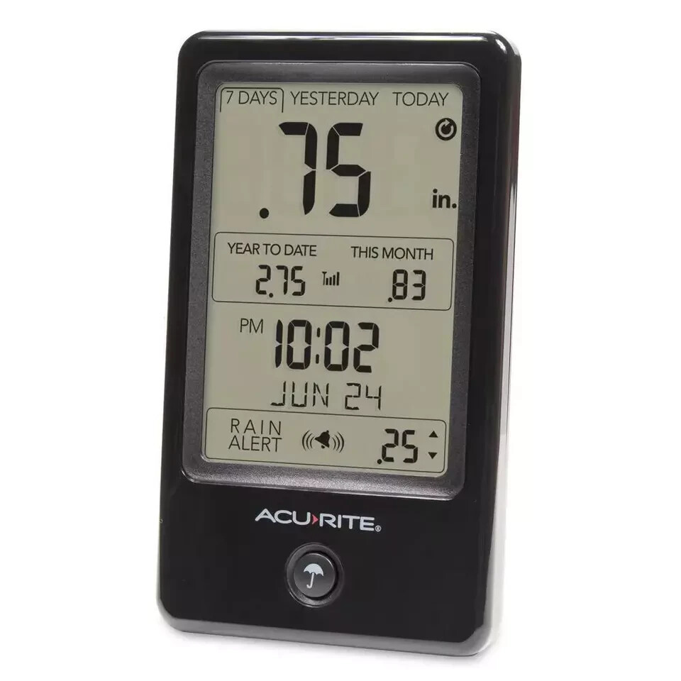 AcuRite Rain Gauge Wireless Digital Display Outdoor Self-Emptying Rain ...