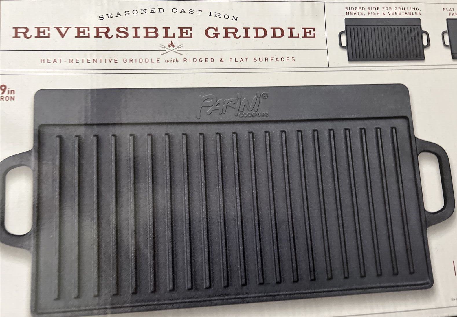 Heavy Large Parini Reversible Griddle w/ Ridged Flat Surfaces - 20.9 ...