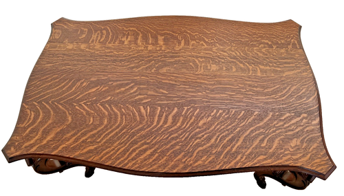 Victorian French Desk, Ram Hoof Leg Feet, Quarter Sawed Tiger Oak ...