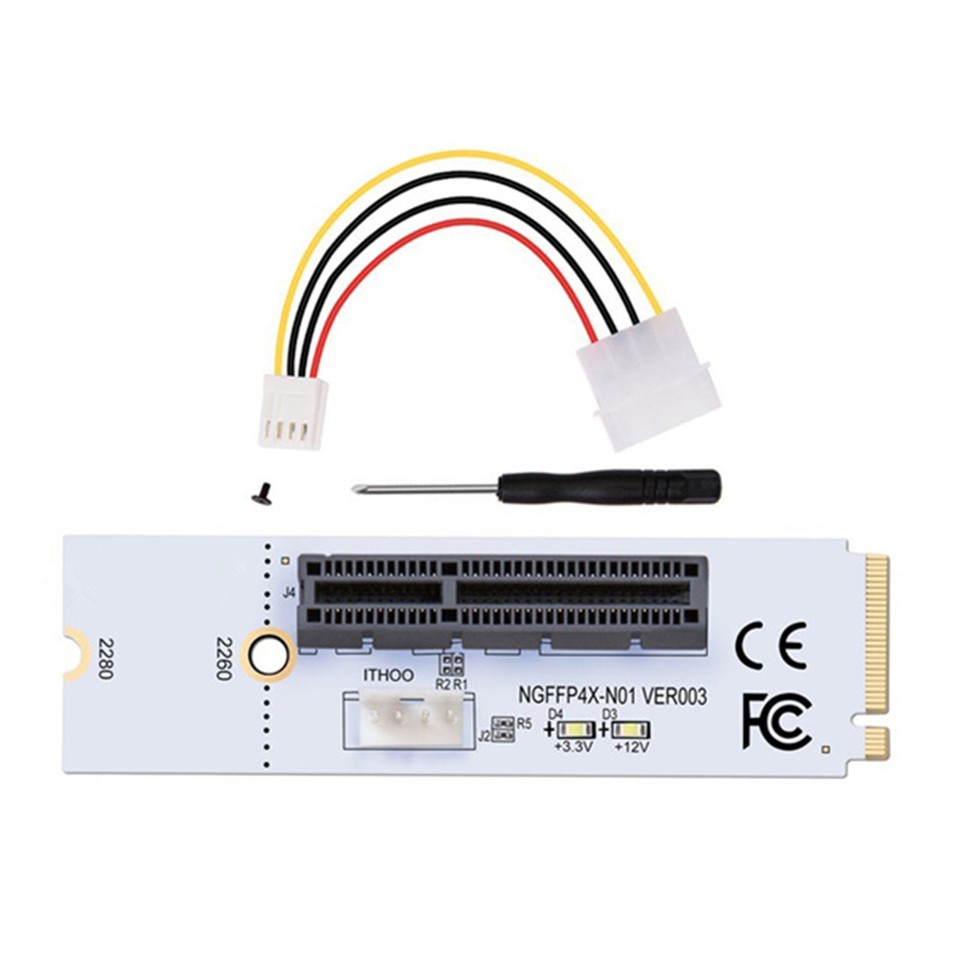 PC + Metal NGFF M.2 M Key to PCI 4X Adapter Converter For 1X 4X PCIE ...
