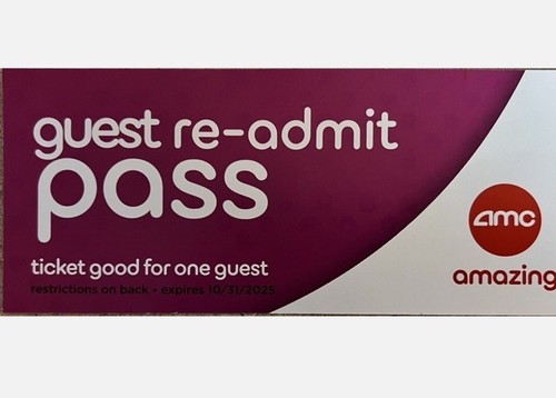 (Quantity 7) AMC GUEST RE-ADMIT PURPLE MOVIE TICKET PASS DOLBY IMAX 3D ...