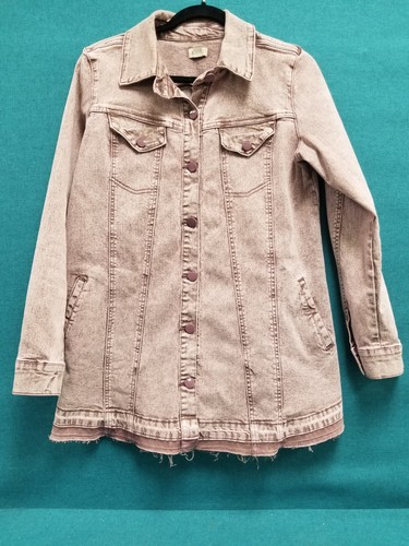 LOGO By Lori Goldstein Purple Stone Washed Denim Jacket Frayed Hem Size ...