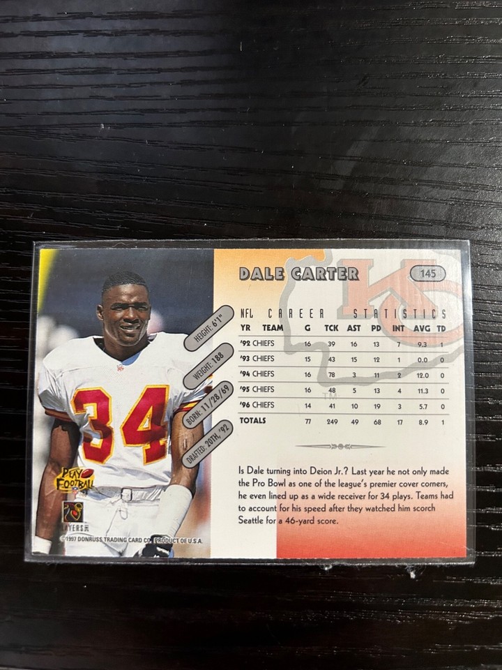 1997 Donruss Trading Cards#145 Dale Carter WR-NRMT or Better Kansas ...