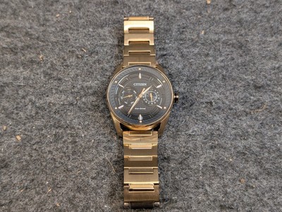 Citizen Men's Eco-Drive Weekender Gold Tone Black Dial 8725-S111919 ...