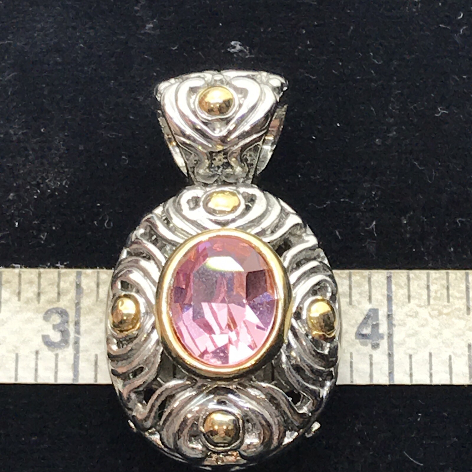 Vintage Renaissance Revival 2-Tone Oval Pink Cubic Zirconia Pendant | eBay