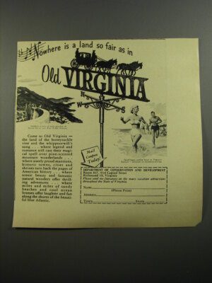 1954 Virginia Department of Conservation and Development Advertisement ...