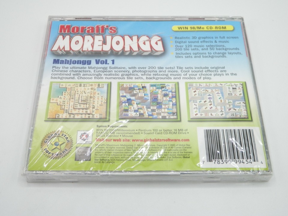 Moraff's MoreJongg Mahjongg Vol. 1 PC Win 98/ME CD ROM BRAND NEW ...